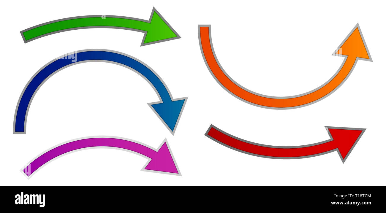 Bending arrow set. Colorful vector Stock Photo - Alamy
