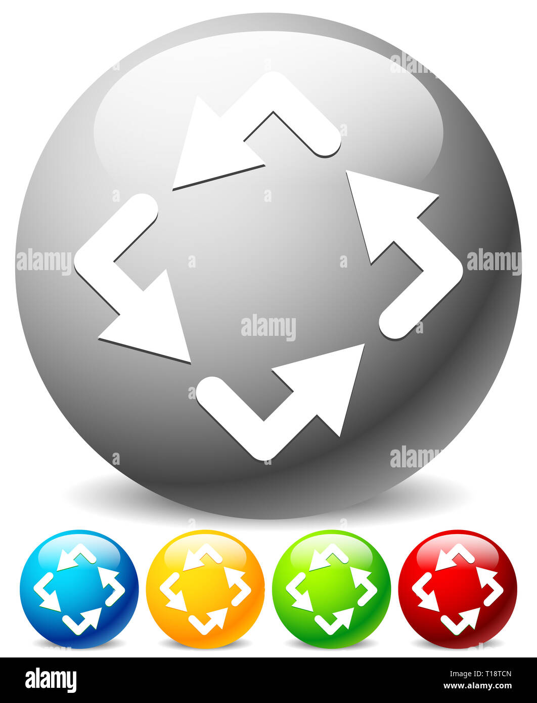 Spinning, rotating arrows for rotation, circular motion, repetition or ...