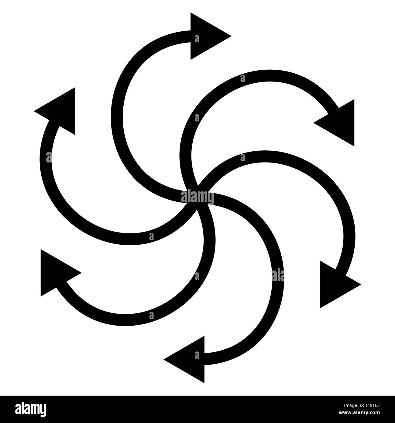 Cyclic, rotating curved arrows on white. editable Stock Photo - Alamy