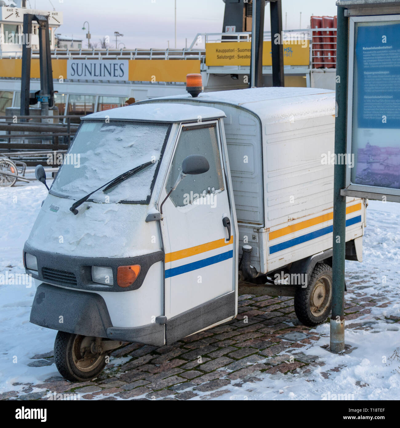 FINLAND, HELSINKI - JANUARY 2015: traditional vintage vehicle with ...