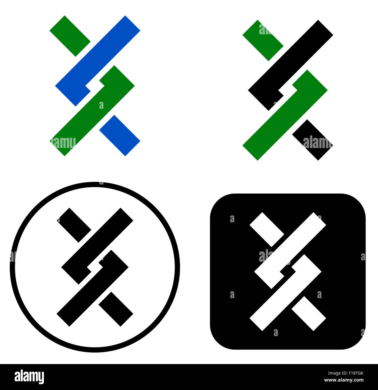 Entwined shapes. String, dna strand or helix. Simple symbols Stock ...