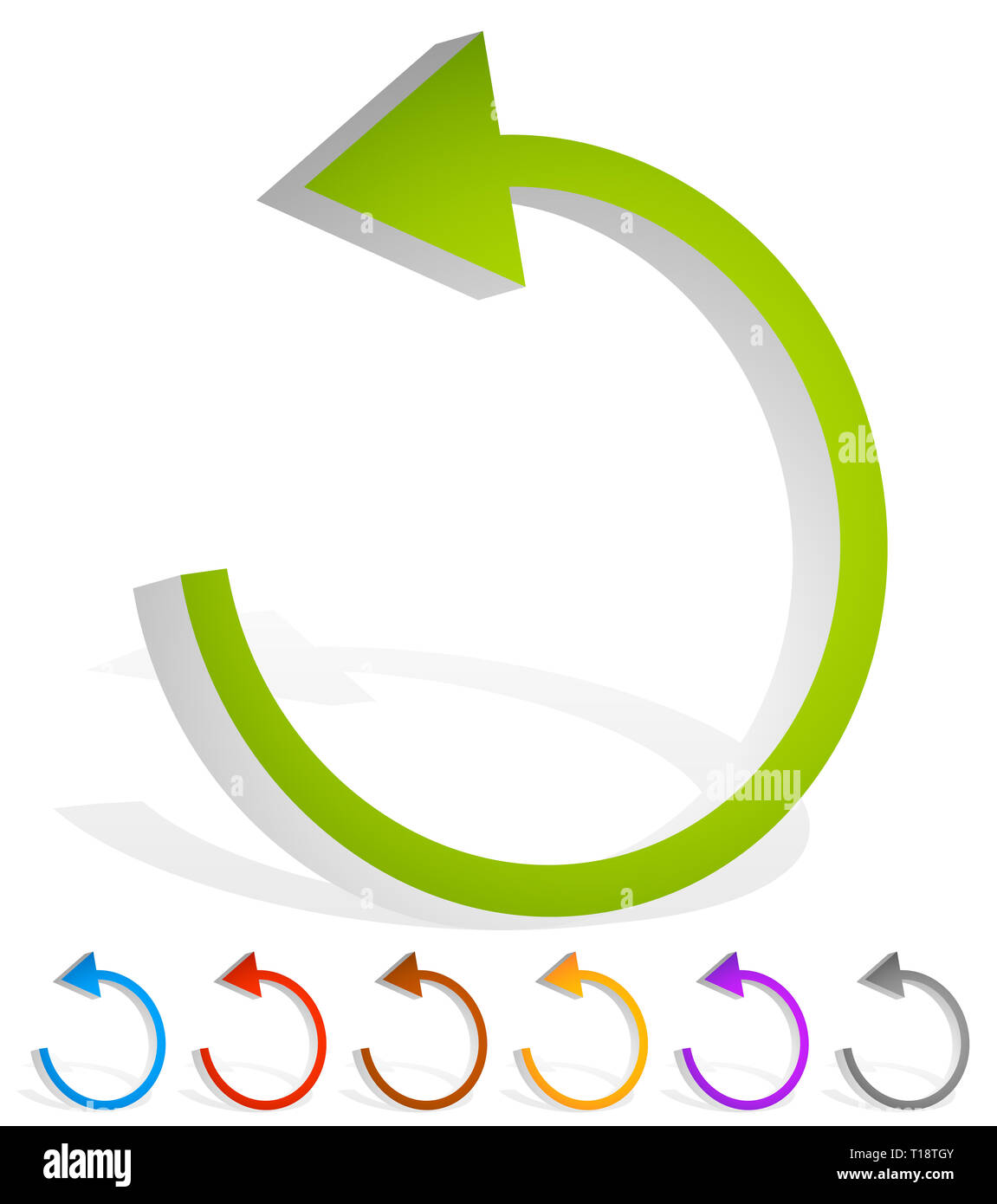 Arrow following a circle path, rotating circular arrow leftwards Stock ...