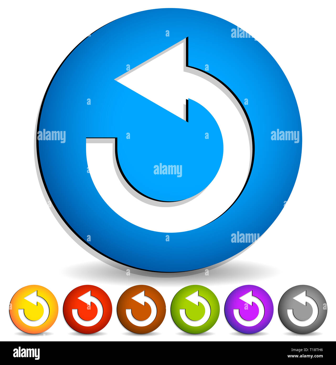 Arrow following a circle path, rotating circular arrow leftwards Stock ...