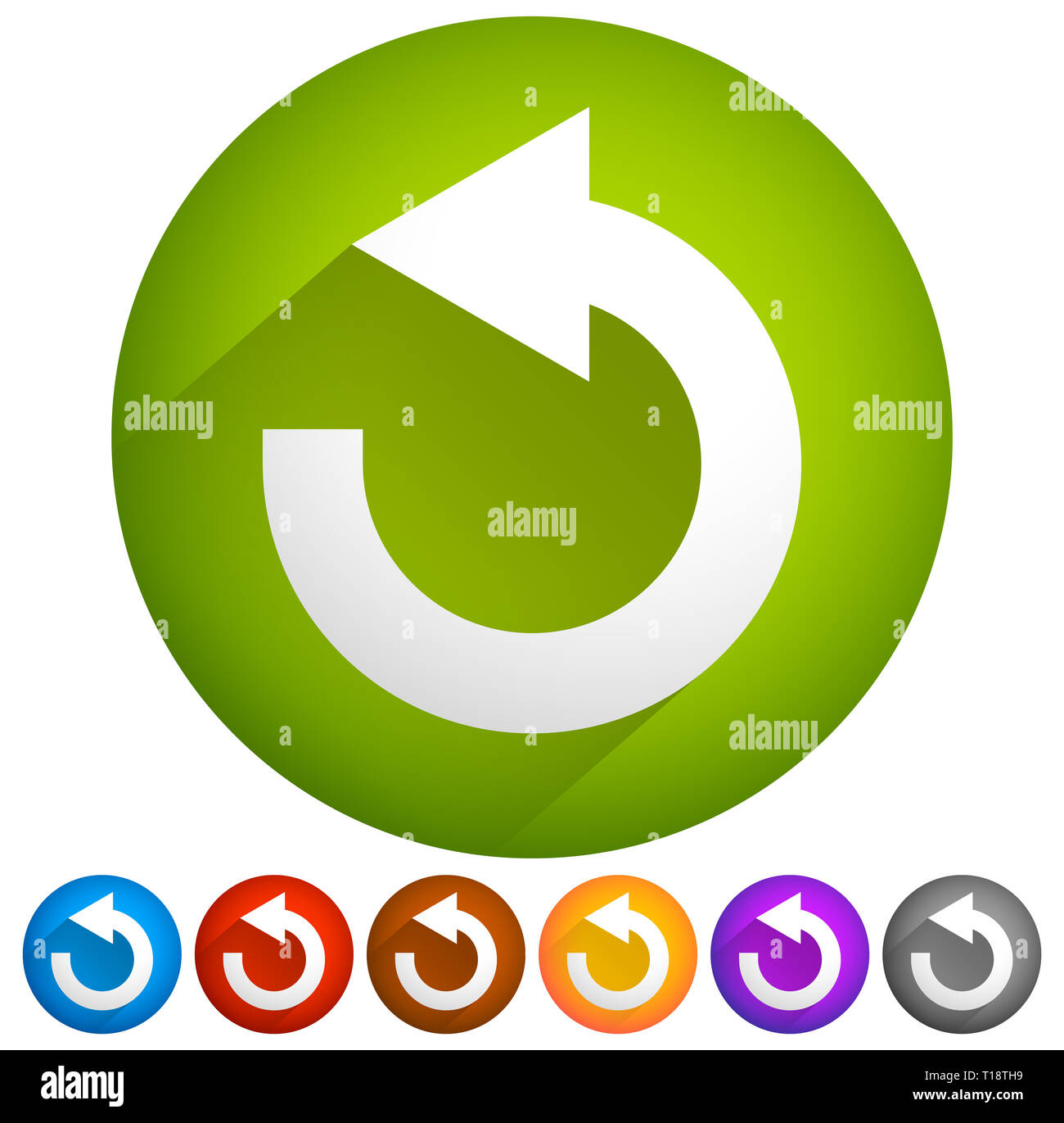 Arrow following a circle path, rotating circular arrow leftwards Stock ...