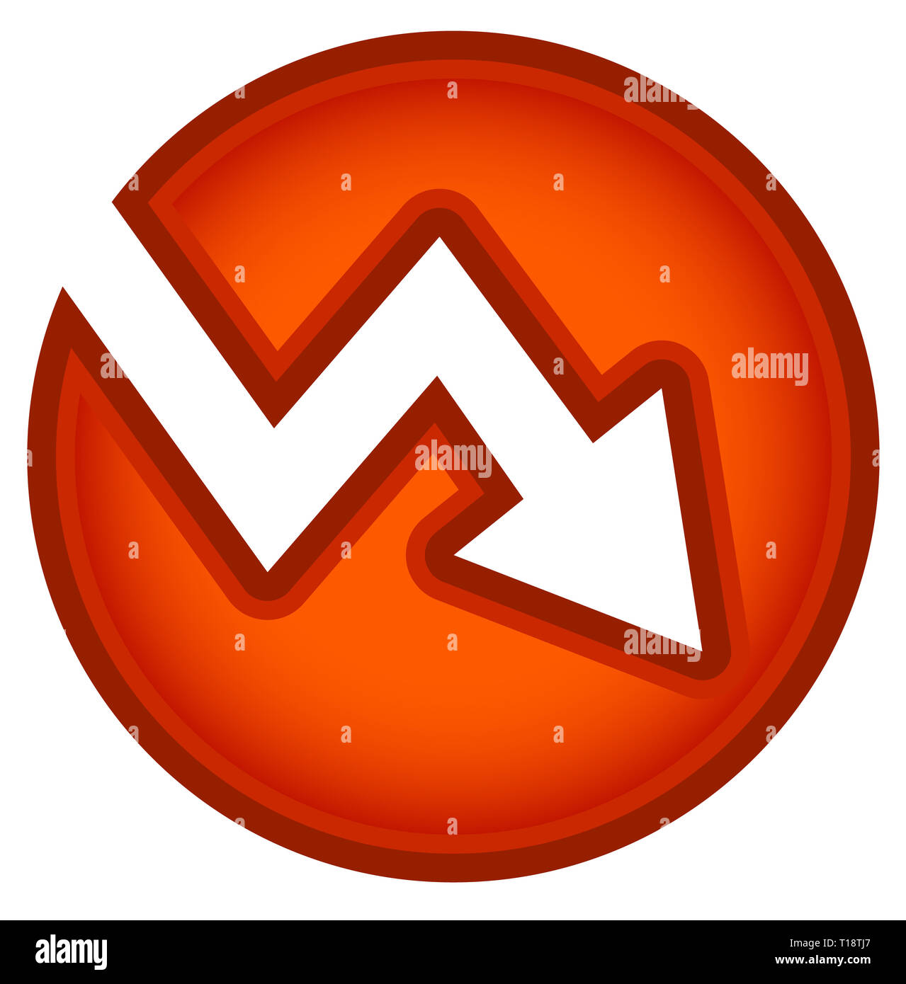 Arrow pointing down cut in circle Stock Photo - Alamy