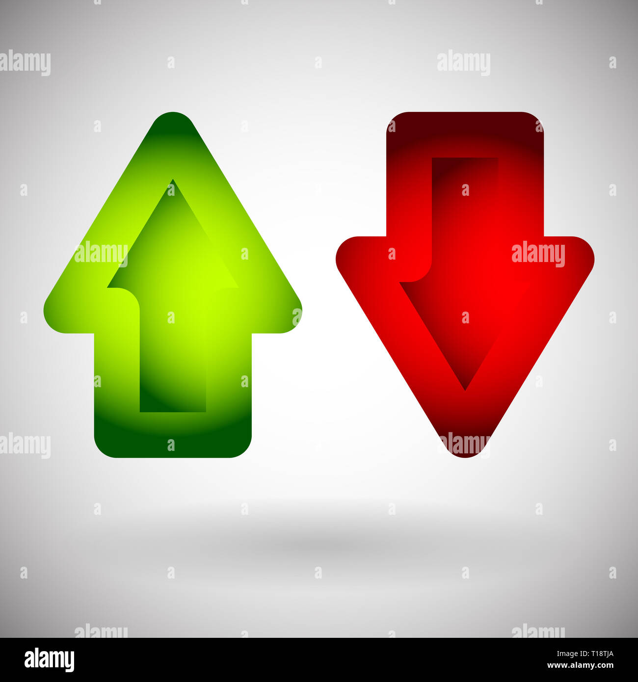 Two downward pointing arrows hi-res stock photography and images - Alamy