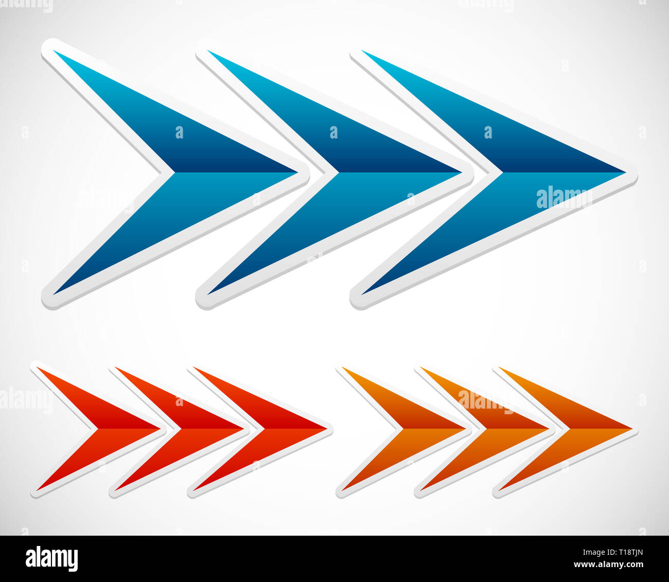 Illustration of triple arrows. Arrows right Stock Photo - Alamy