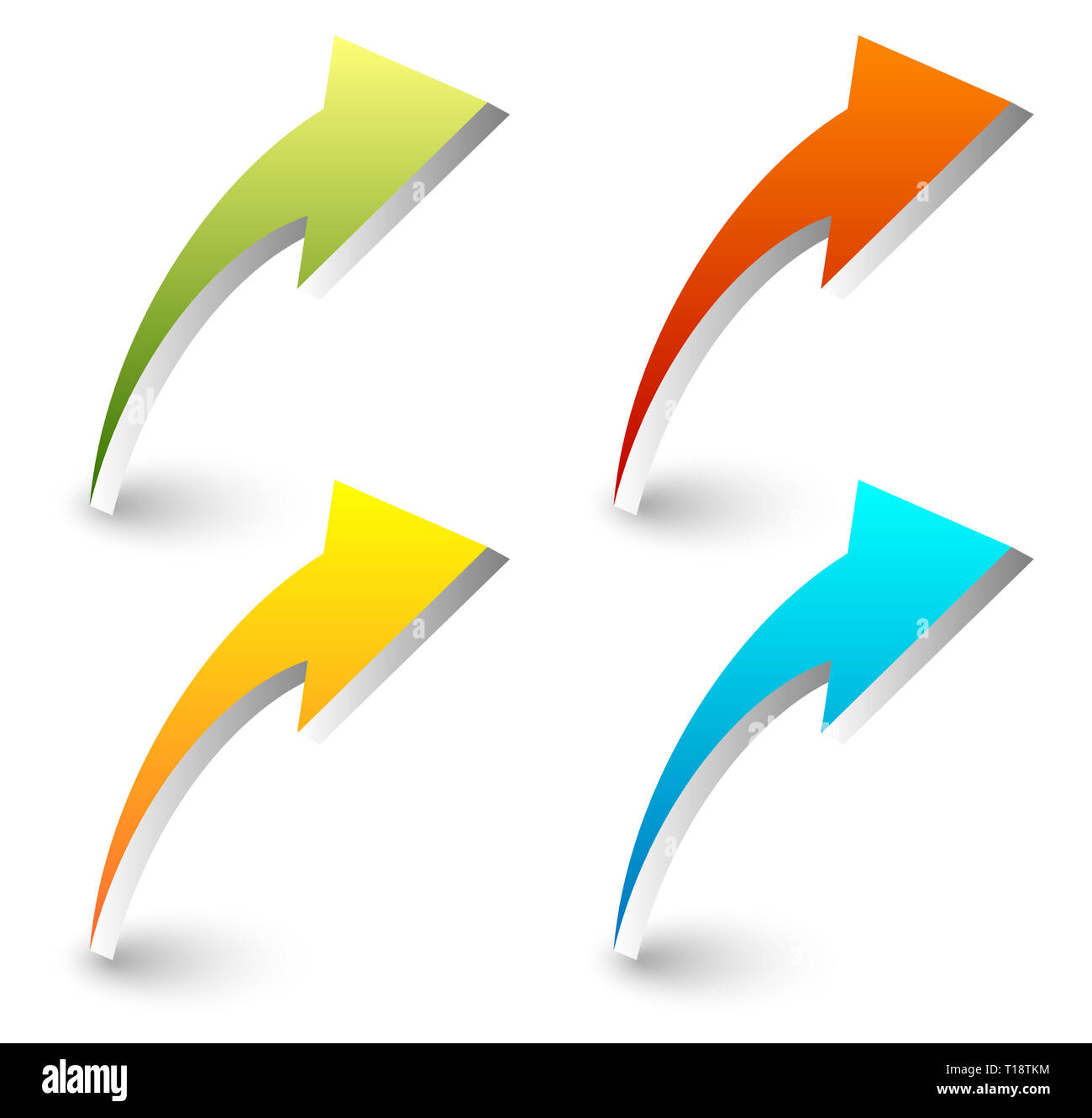 3d curved, bent arrows in four colors Stock Photo - Alamy
