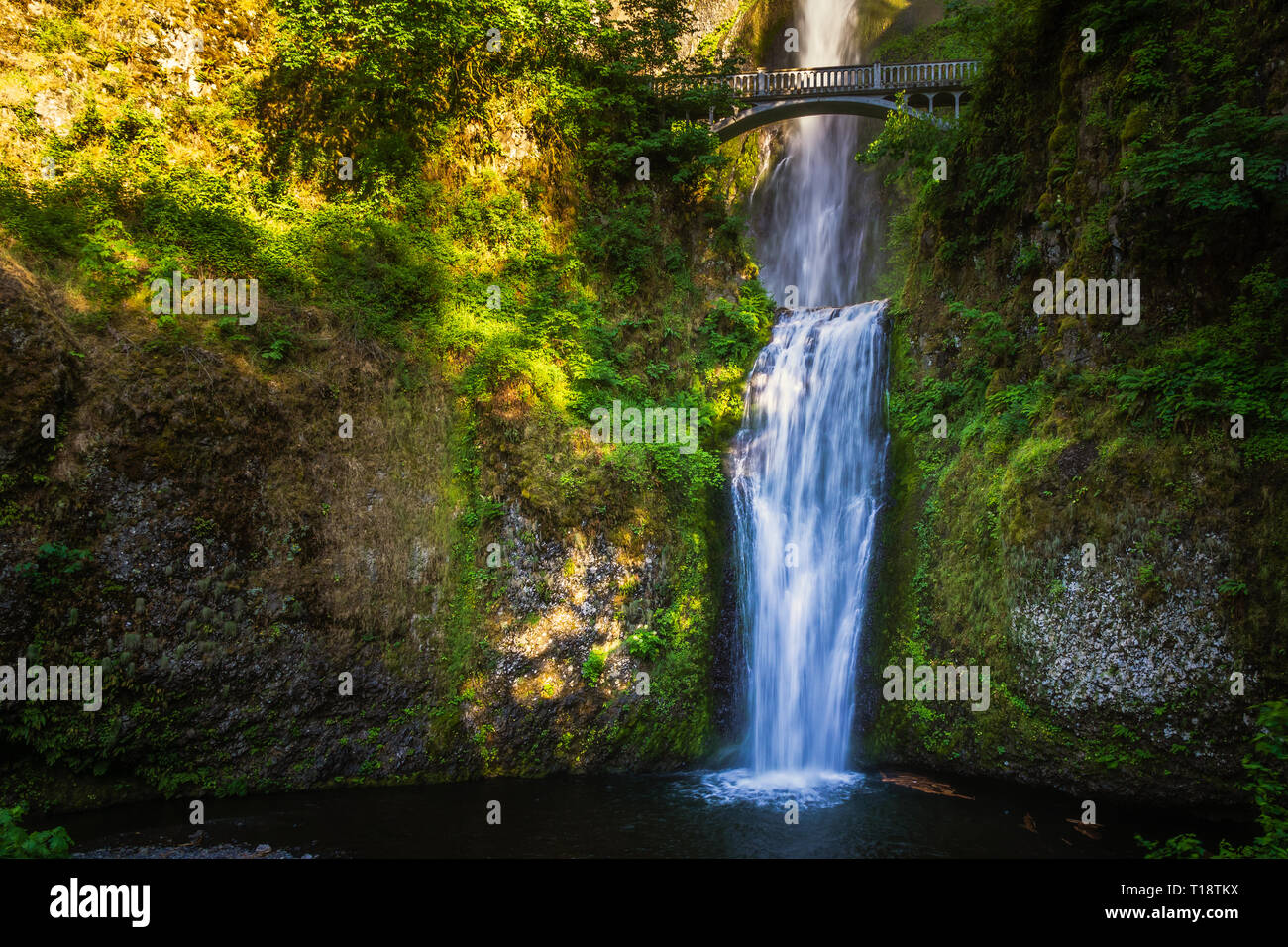 Multnomah Falls landscape, Columbia River Gorge natural landmark ...