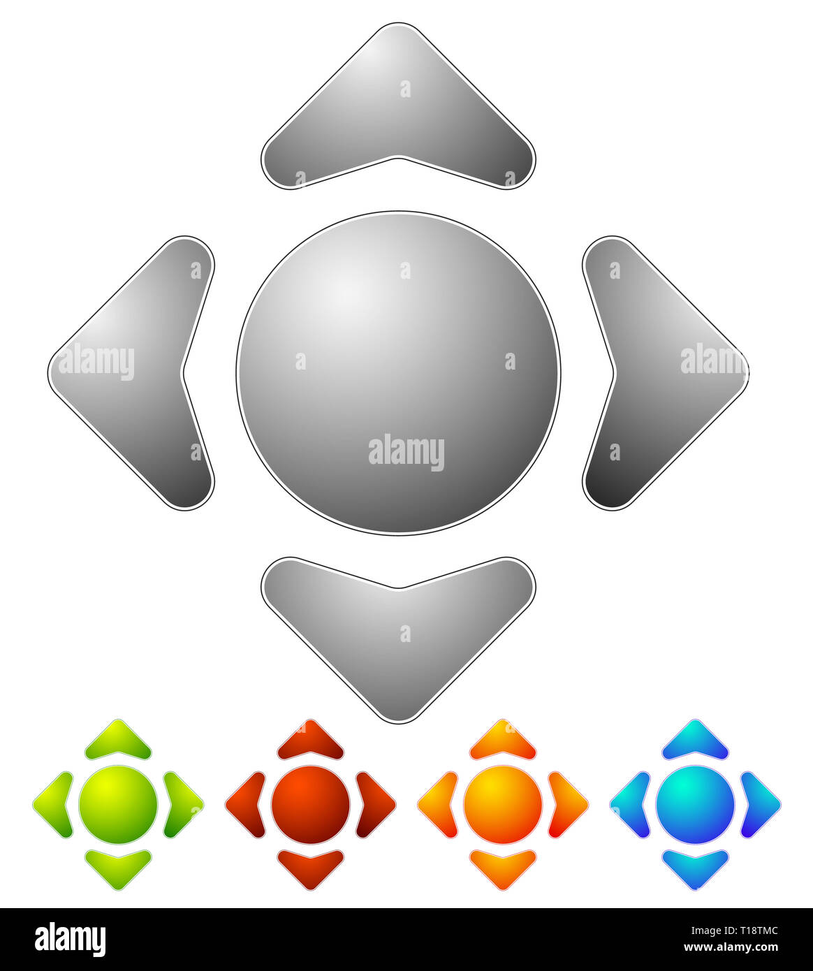 Four way arrow, button with arrows. Vector Illustration Stock Photo - Alamy