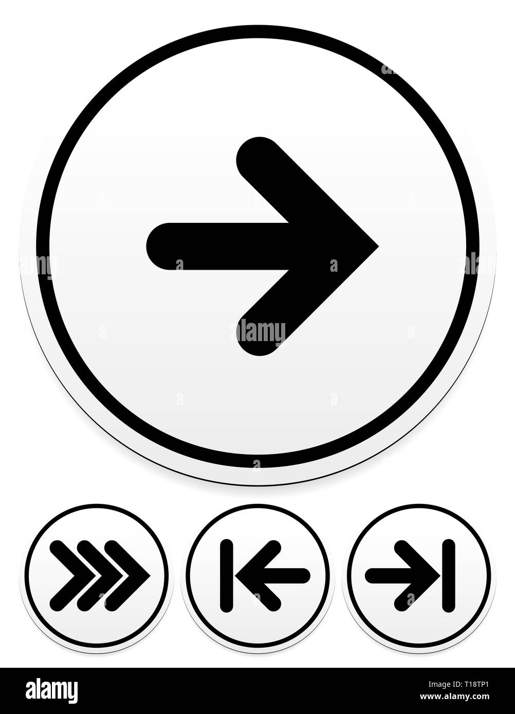 Arrow icons. Right, triple right first and last arrows Stock Photo - Alamy