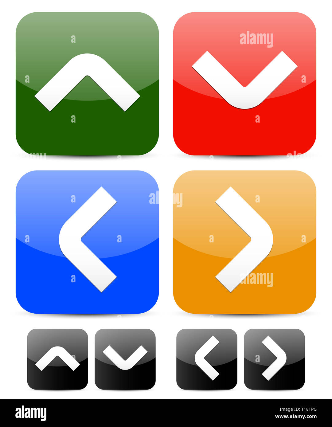 Square buttons with arrowheads Stock Photo - Alamy