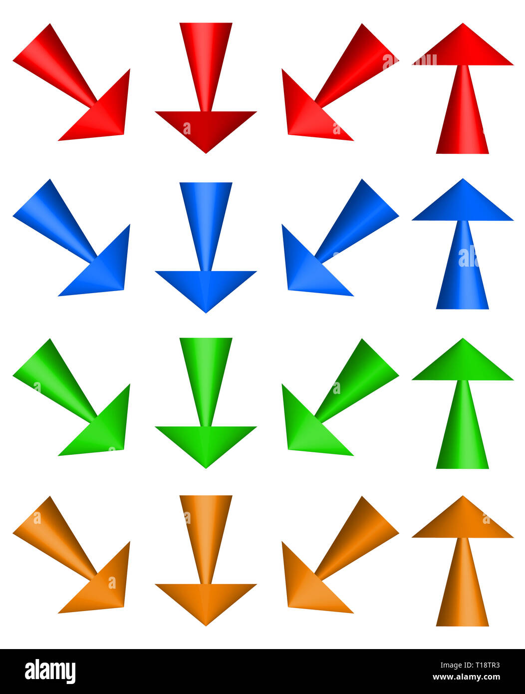 Illustration of 3d arrows. Up, down and diagonal directions Stock Photo ...
