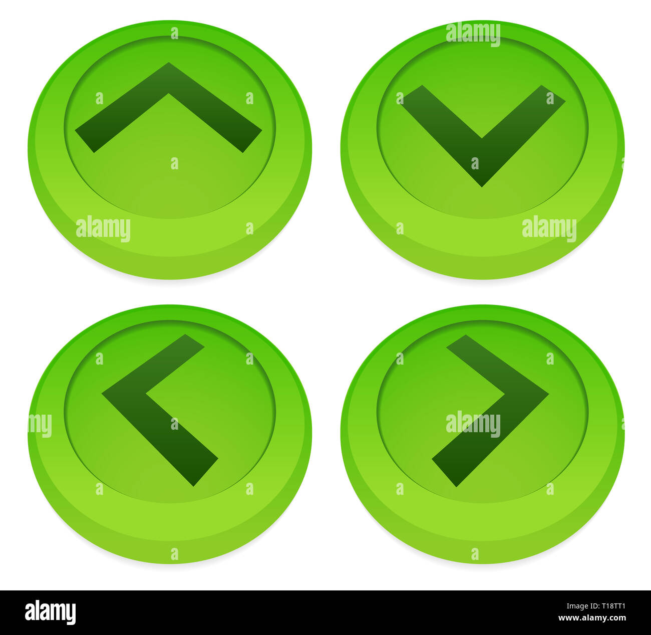 Green arrows up, down, left, right Stock Photo - Alamy