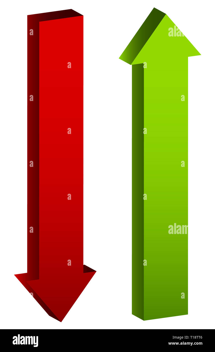 Up and down arrows in green and red, editable vector Stock Photo - Alamy