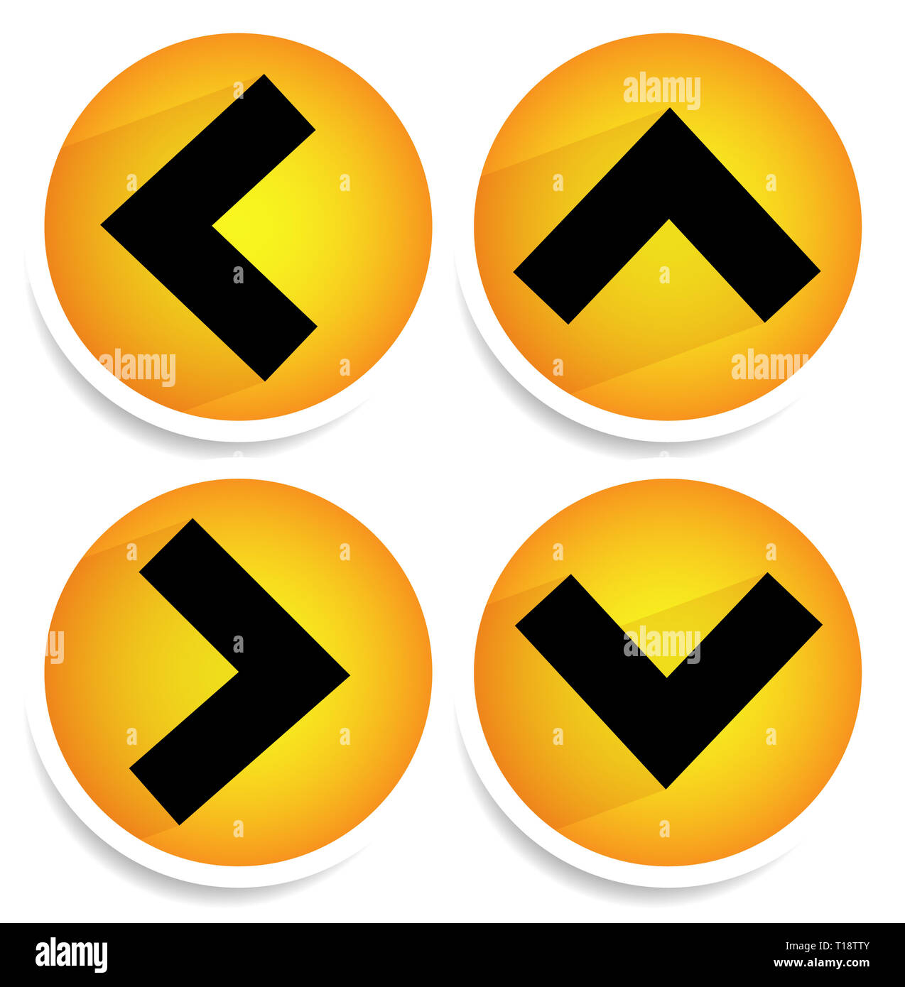 Orange, yellow arrows, arrowheads pointing up, down, left and right. Up ...