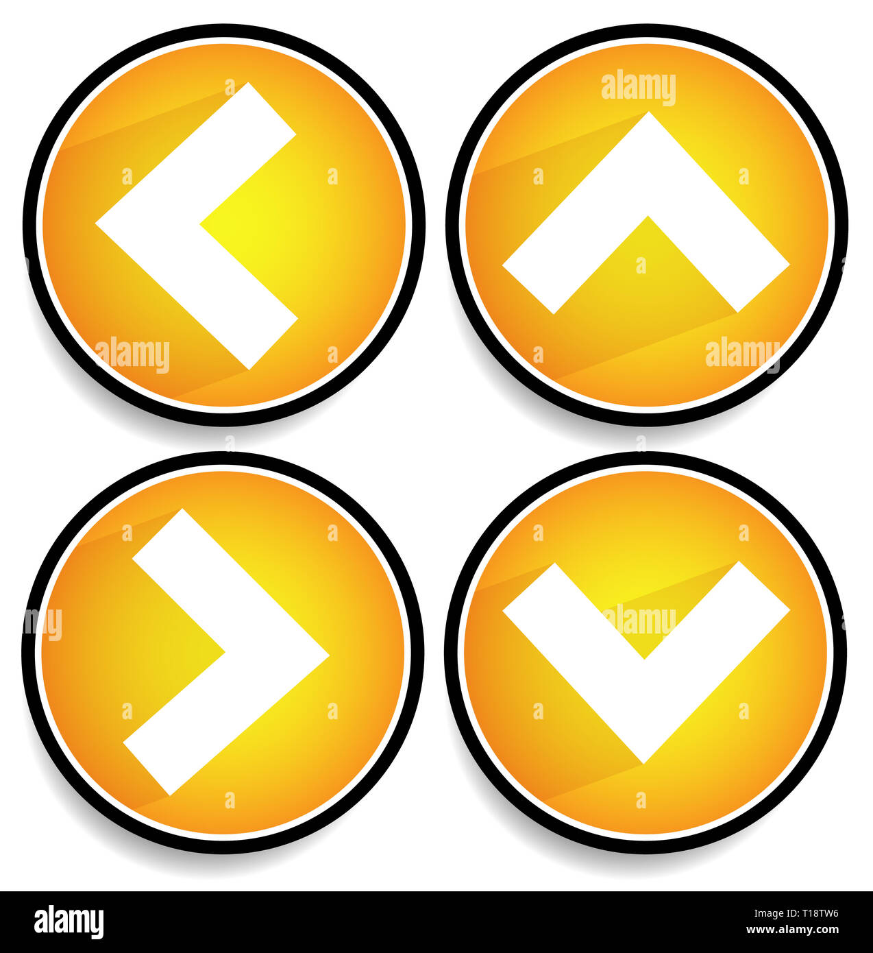 Orange, yellow arrows, arrowheads pointing up, down, left and right. Up ...