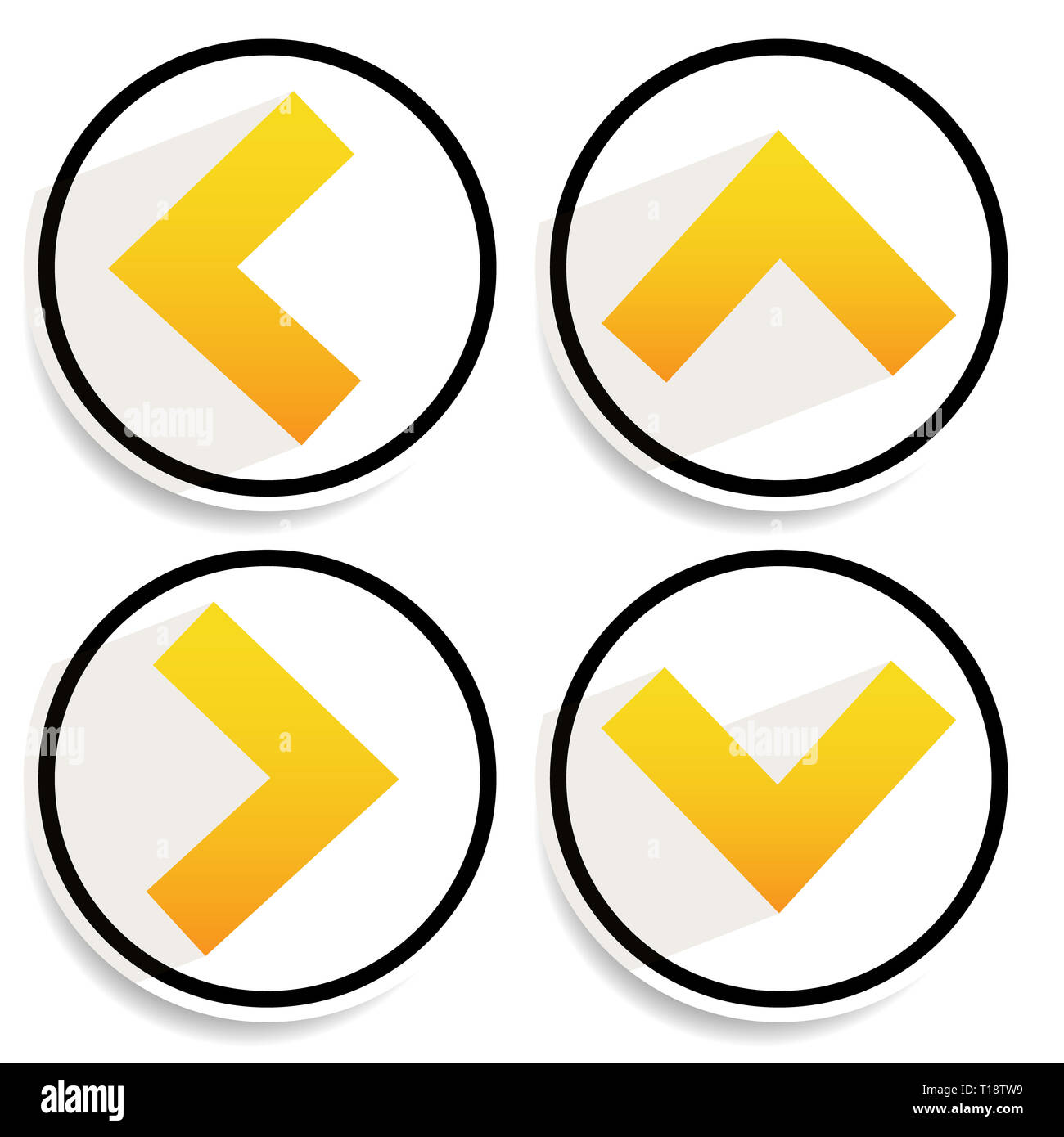 Orange, yellow arrows, arrowheads pointing up, down, left and right. Up ...