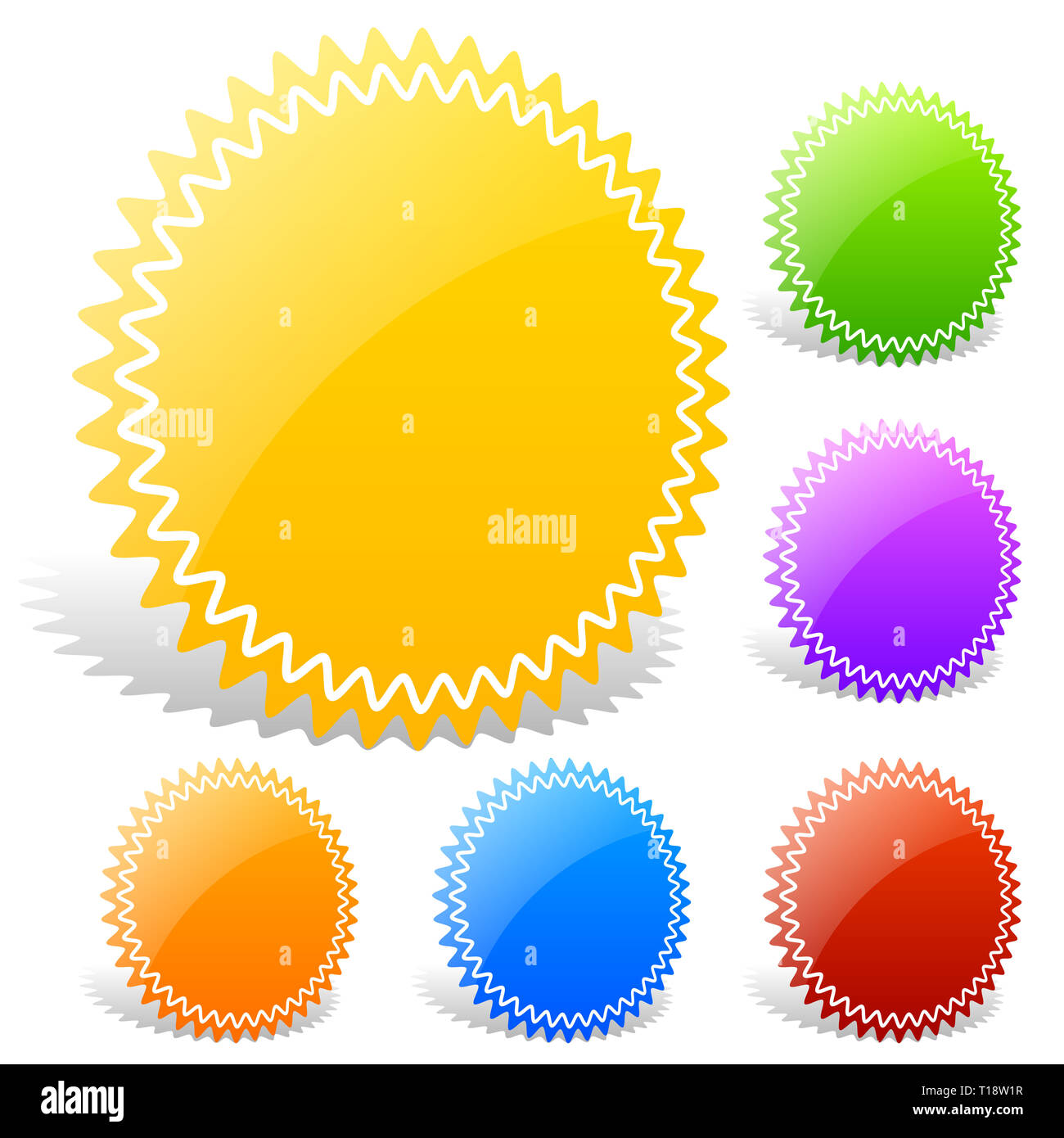 Eps 10 Vector Illustration of Colorful Glossy Badge shapes with blank ...