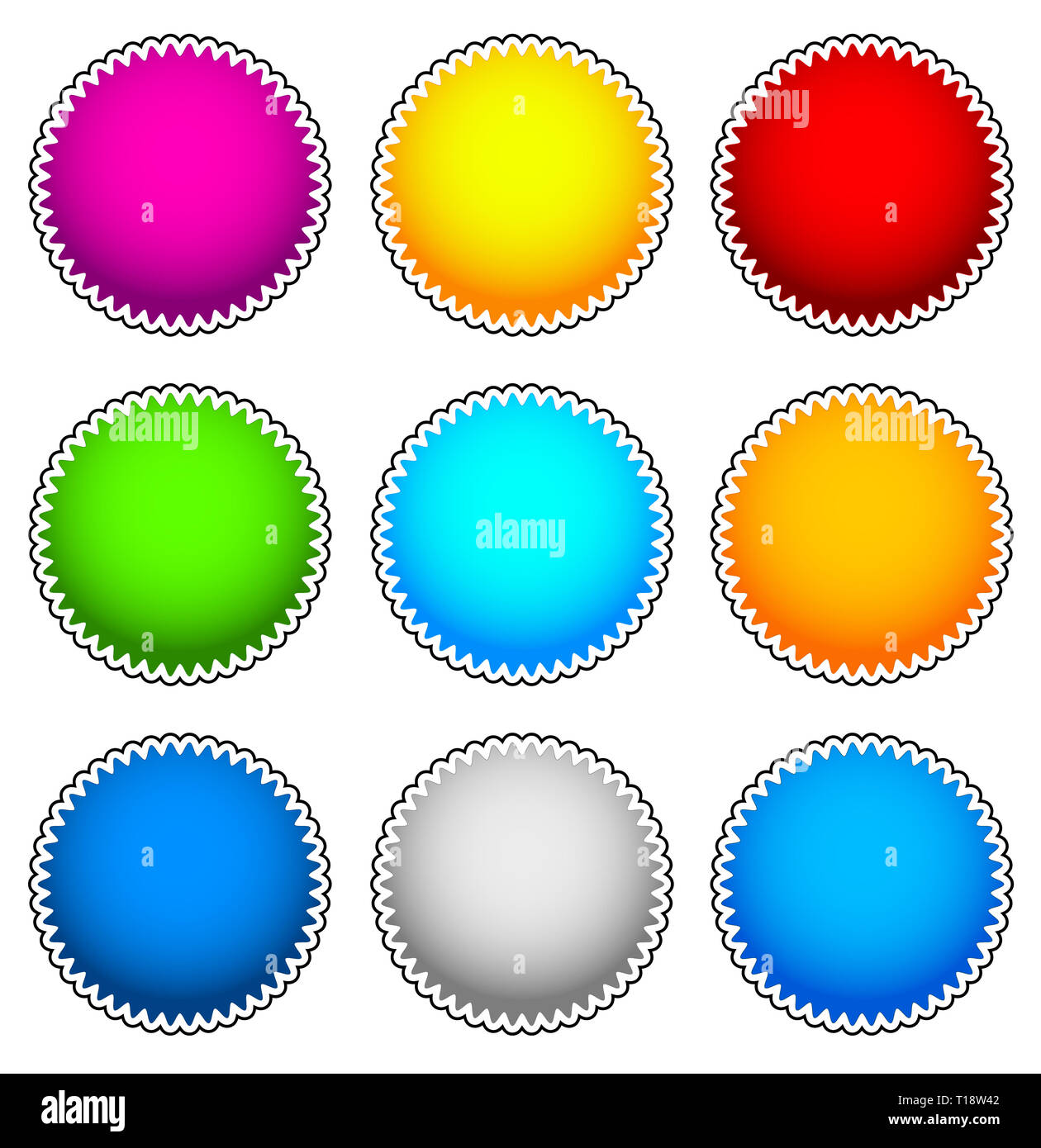 Colorful starburst, flash, badge set. vector graphics Stock Photo - Alamy