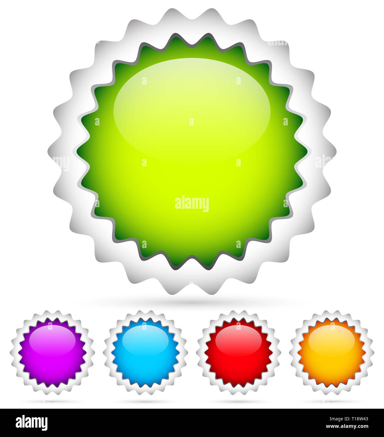 Colorful badges, starburst, flash shapes Stock Photo - Alamy