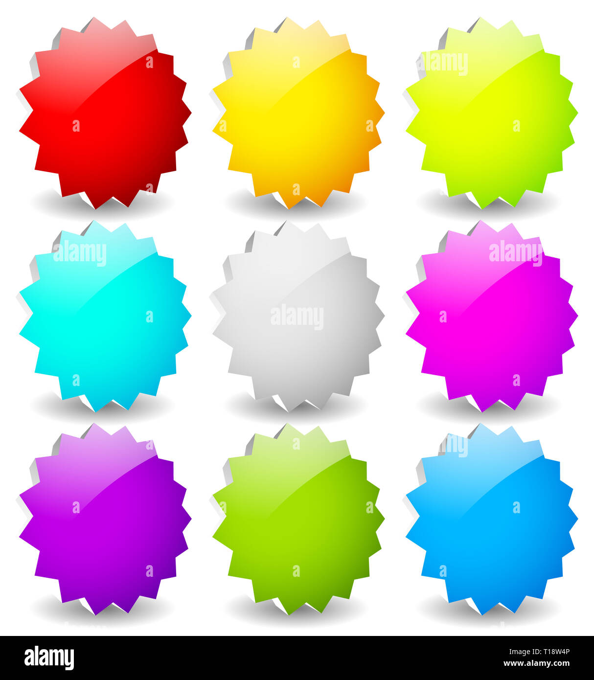 Blank starburst shapes, price flashes. Set of 9 colors. 3d Stock Photo ...