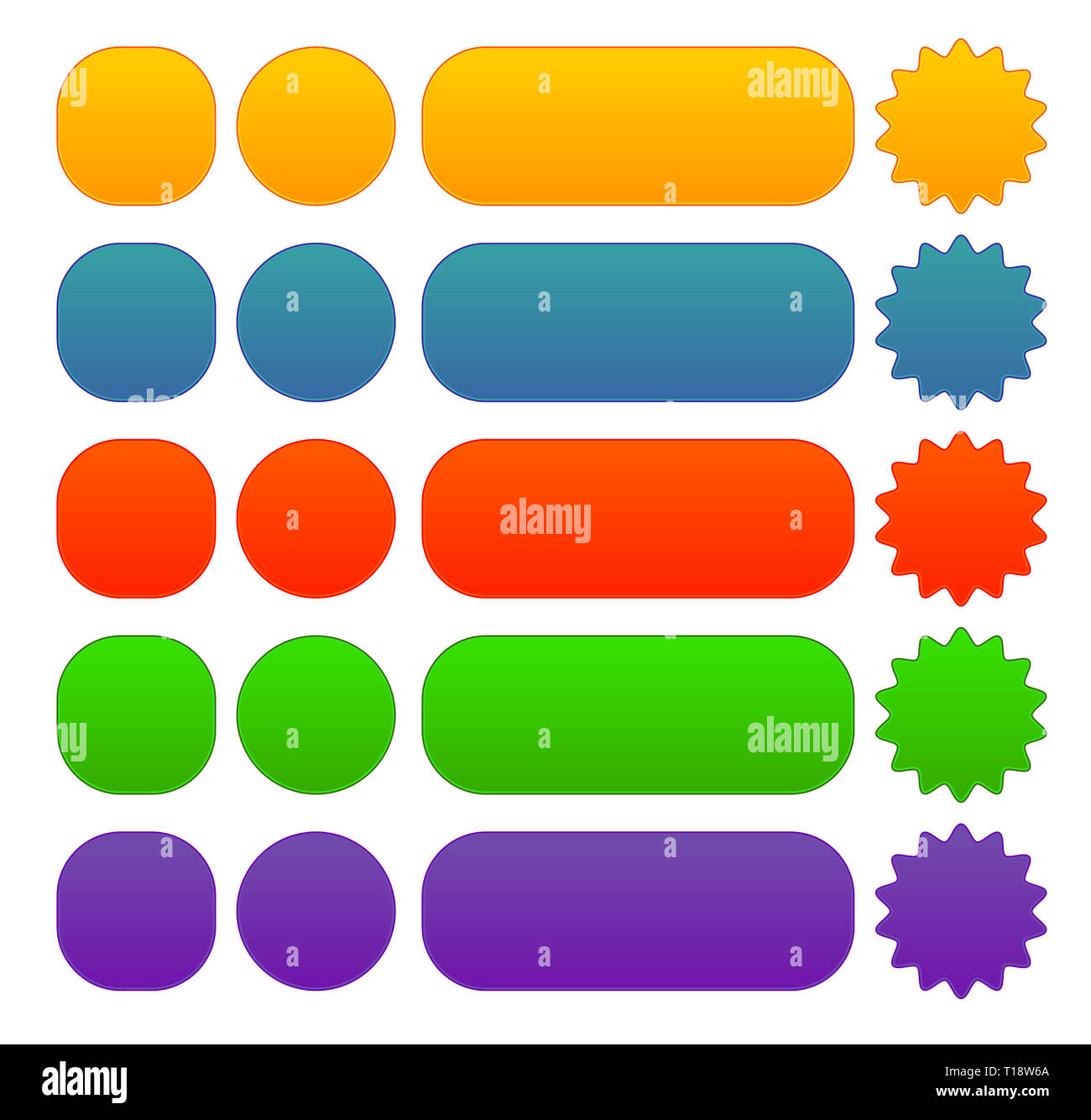Button, banner, badge shapes in different color Stock Photo - Alamy