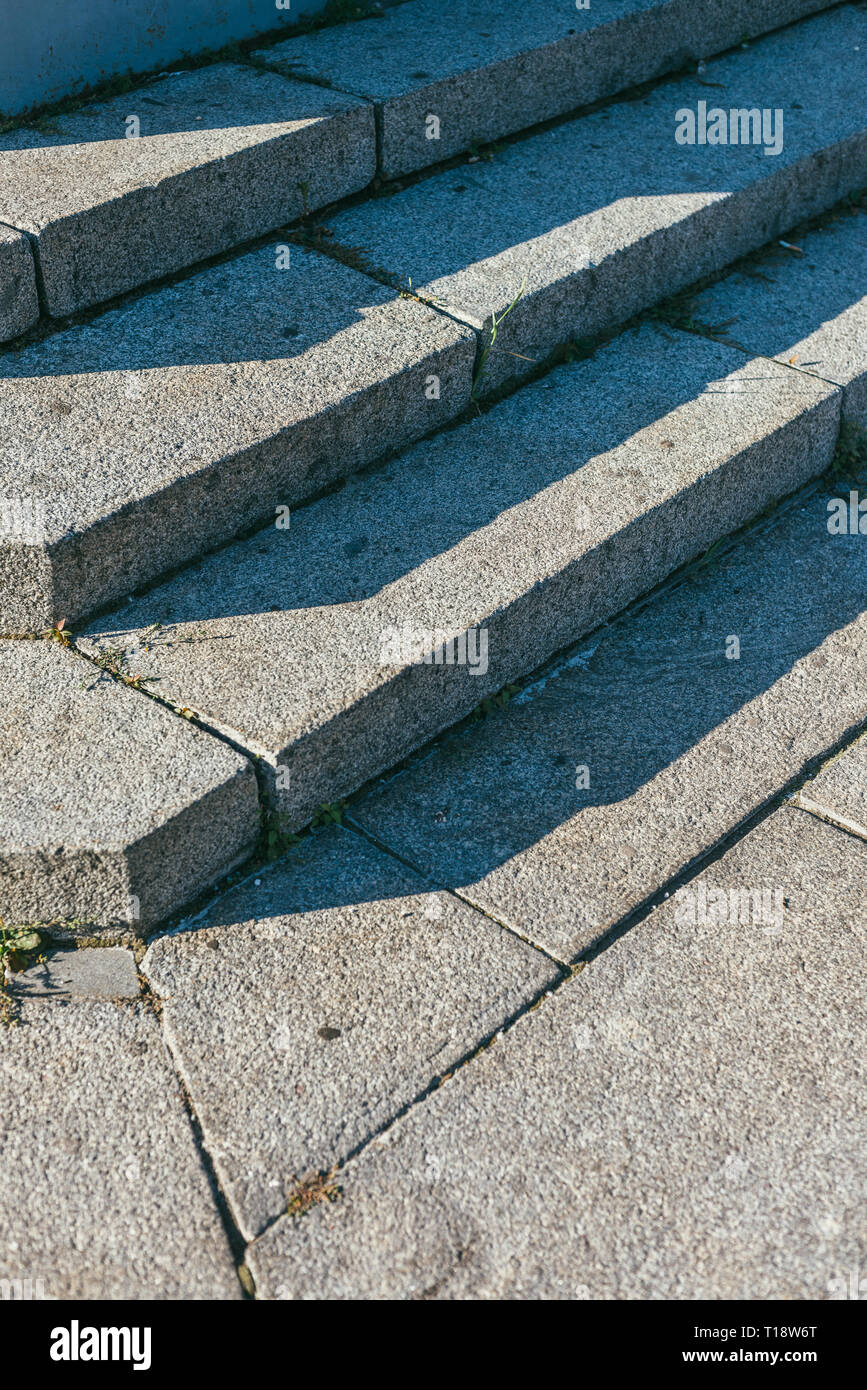 Granite stairs steps background - construction detail lit by sunlight ...