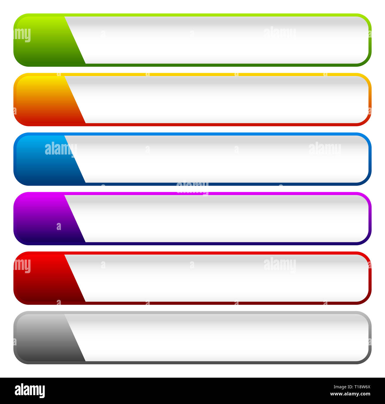 Horizontal buttons with blank space, rounded colorful button, banner ...
