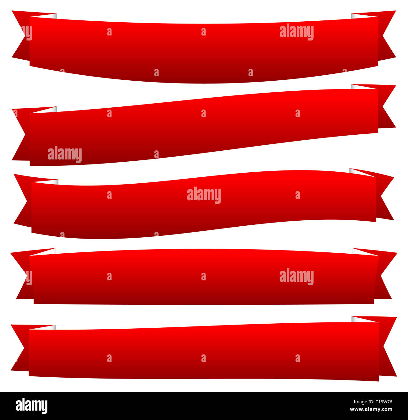 Red banner, ribbon or tape, band, strip templates with empty space ...