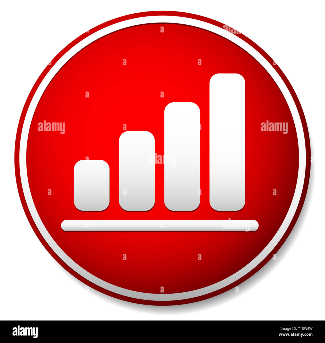 Vector illustration of a simple bar chart, bar graph icon in red Stock ...