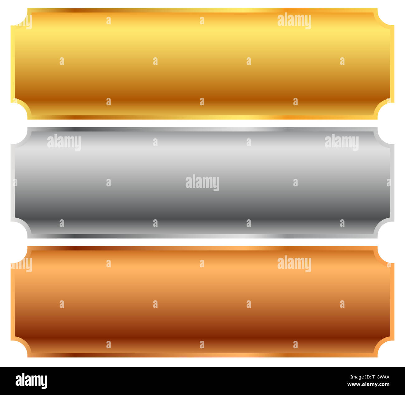 Gold, silver, bronze bars, banners. Editable vector Stock Photo - Alamy