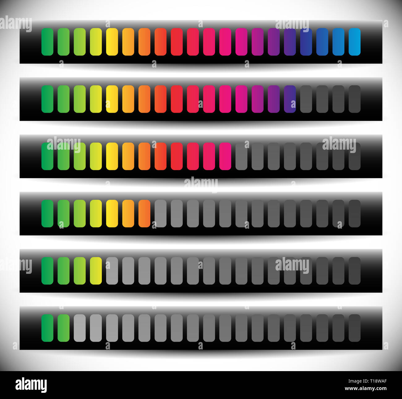 Color coded progress, level indicator with units Stock Photo - Alamy