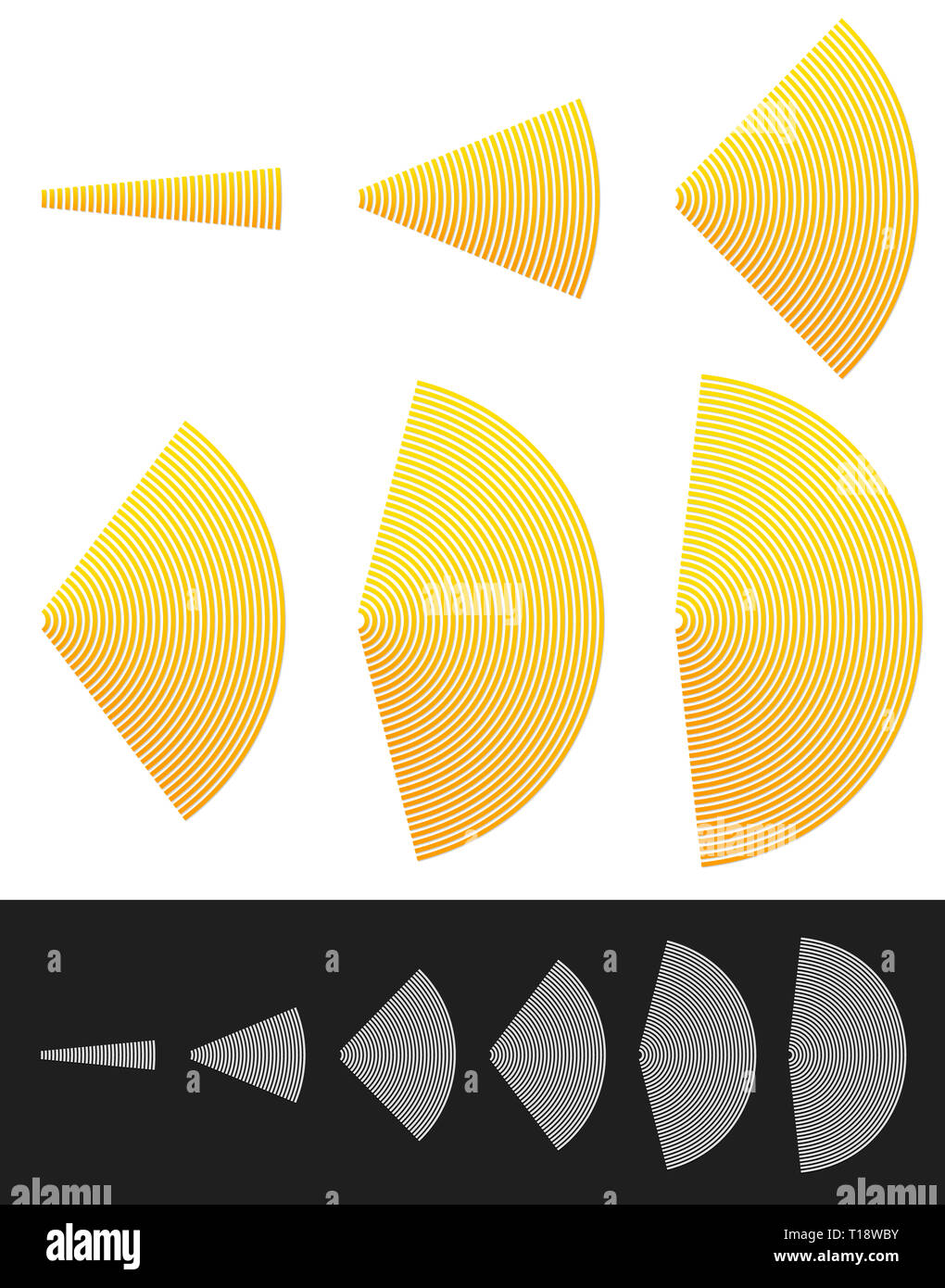 Spreading shapes, slices. Radiowave, segments or semicircle vector ...