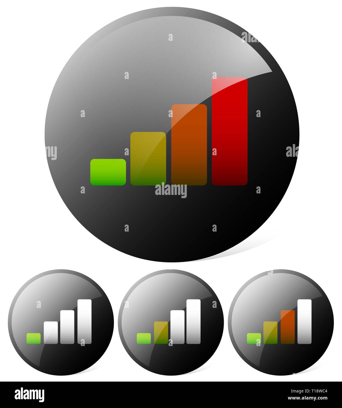 Growing bar chart, bar graph. Can be used as a signal strength ...