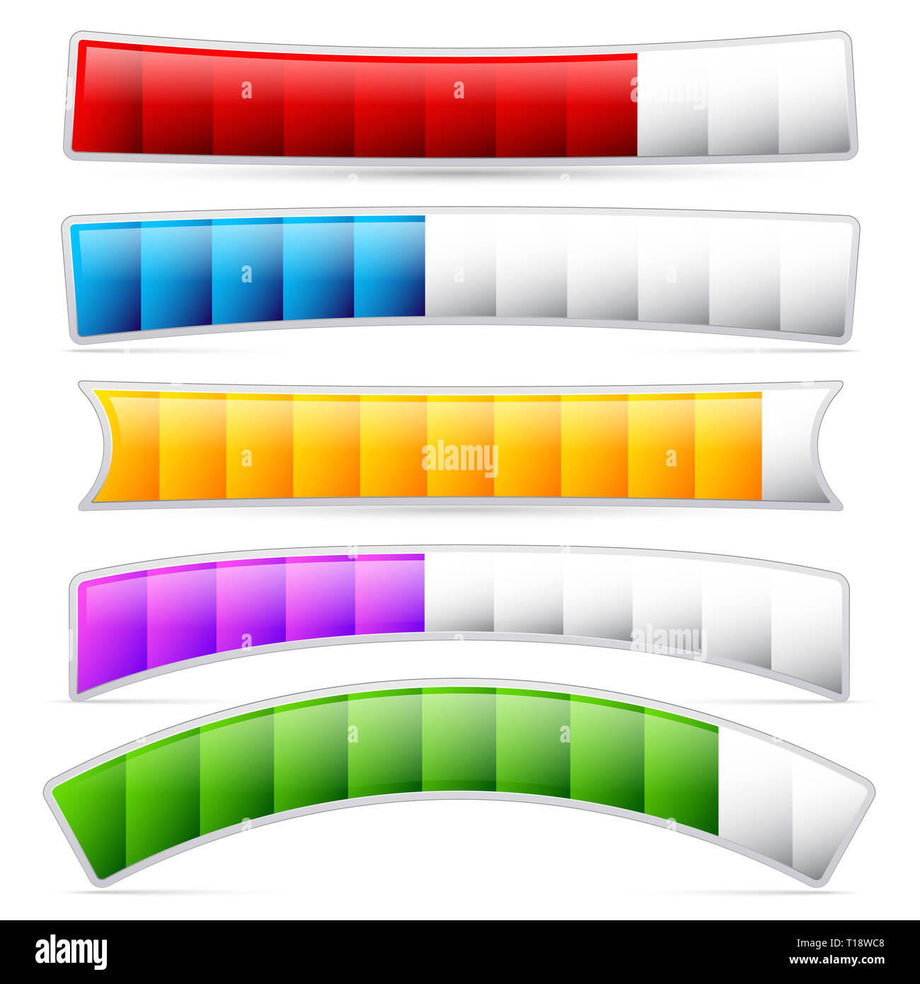 Stylish loading bars, meters, benchmark or level indicator elements ...