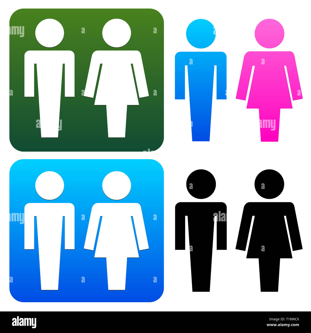 Unique restroom or general male, female signs Stock Photo - Alamy