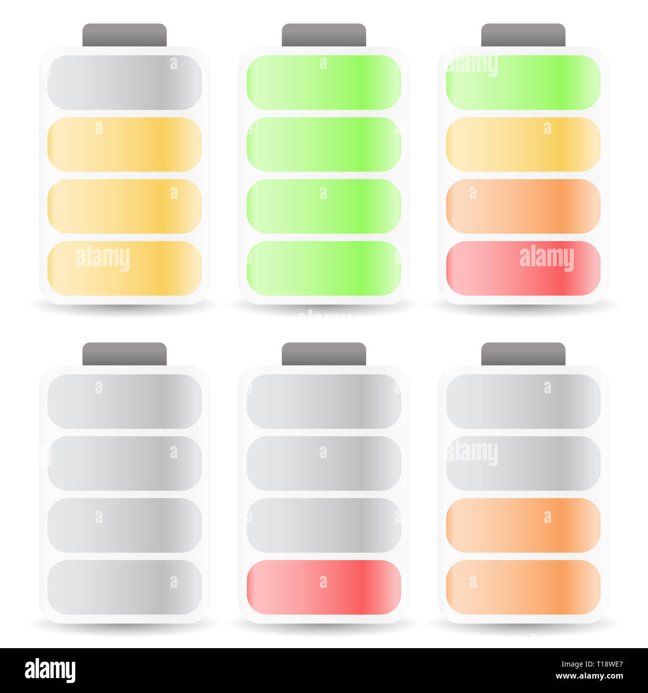 Eps 10 Vector Illustration of Battery Level Indicator Set Color Coded ...