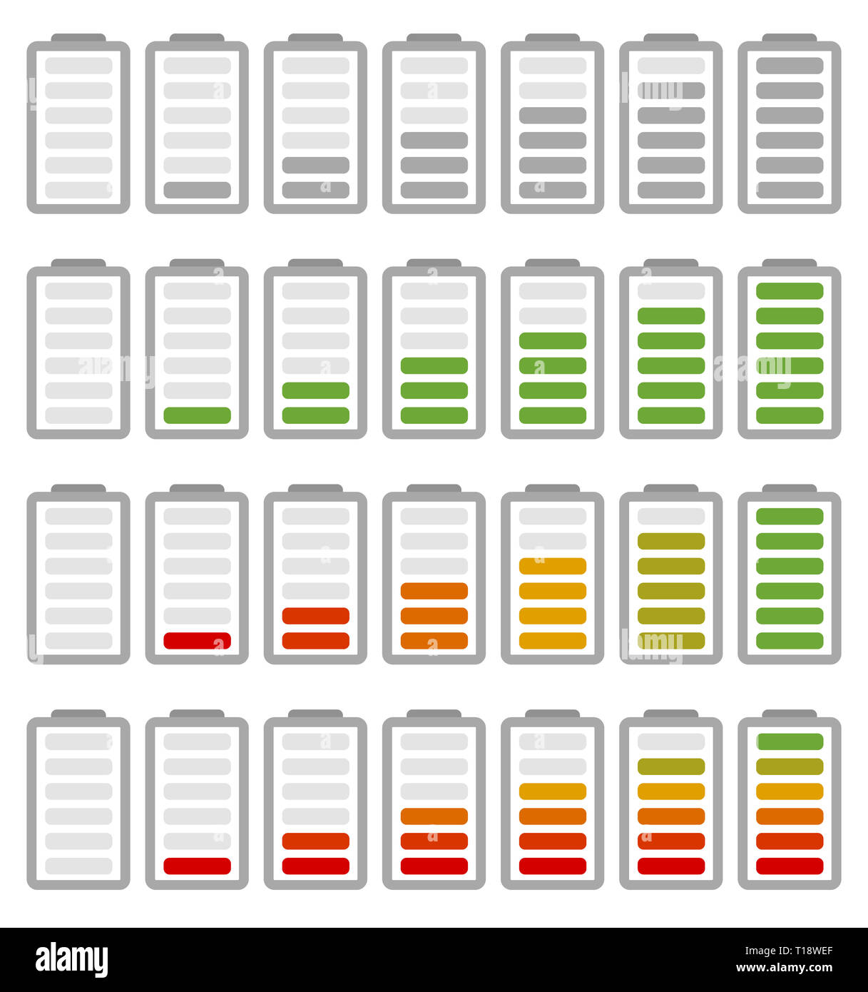 Battery level indicator collection Stock Photo - Alamy