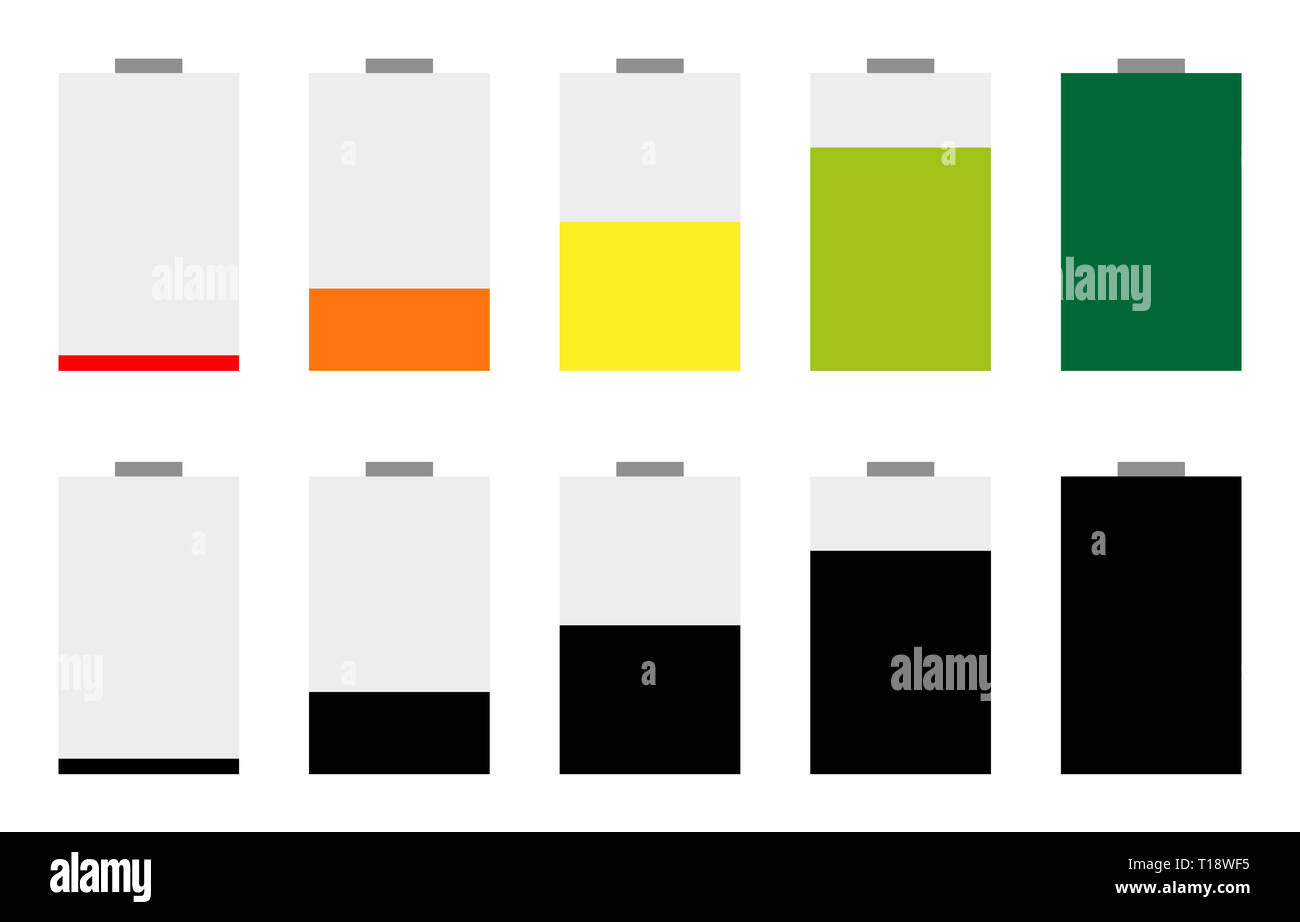 Level, progress indicators, battery level indicators. Editable vector ...