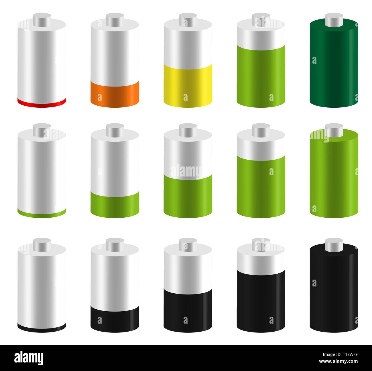 Level, progress indicators, battery level indicators. Editable vector ...