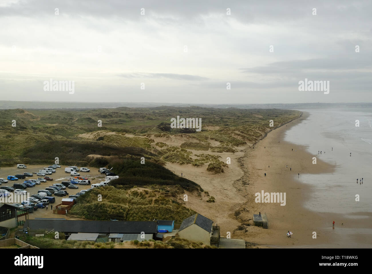 21 March 2019 - Saunton, Devon, UK. View of Saunton beach and the ...