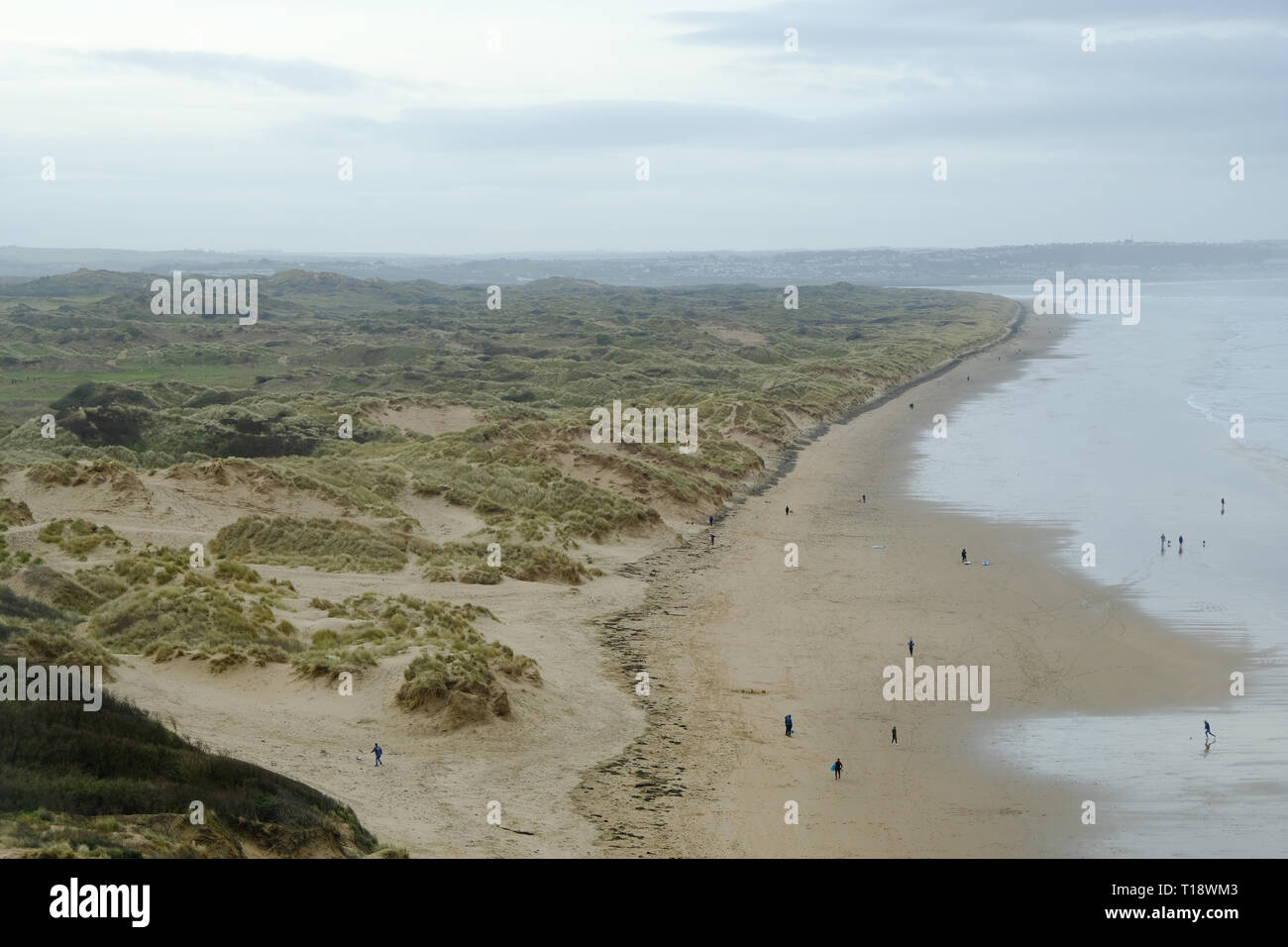 21 March 2019 - Saunton, Devon, UK. View of Saunton beach and the ...