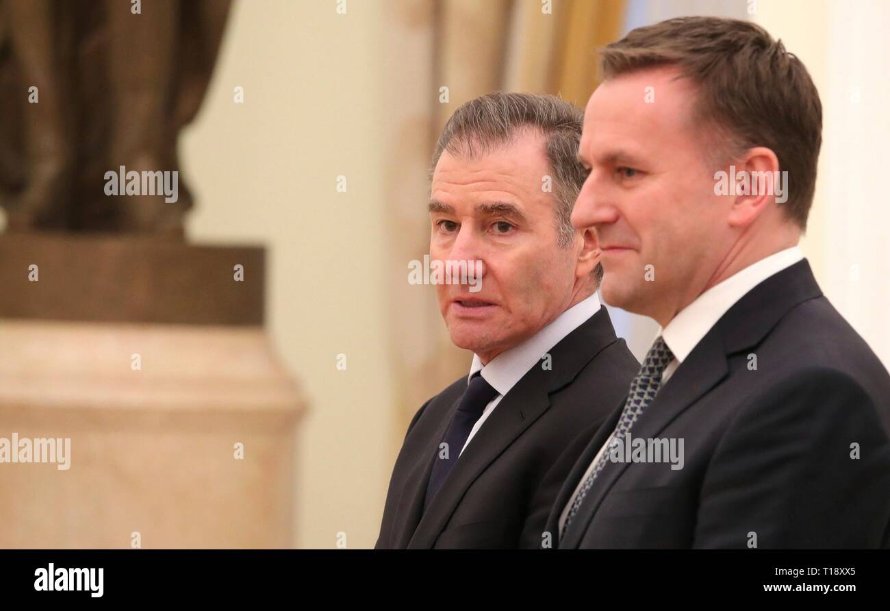 CEO of Glencore, Ivan Glasenberg and JCB CEO Graeme Macdonald, right ...