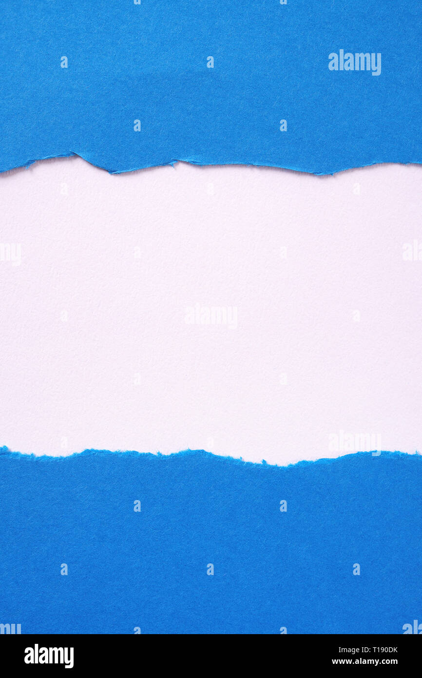 Torn blue paper strip border frame white background flat Stock Photo ...