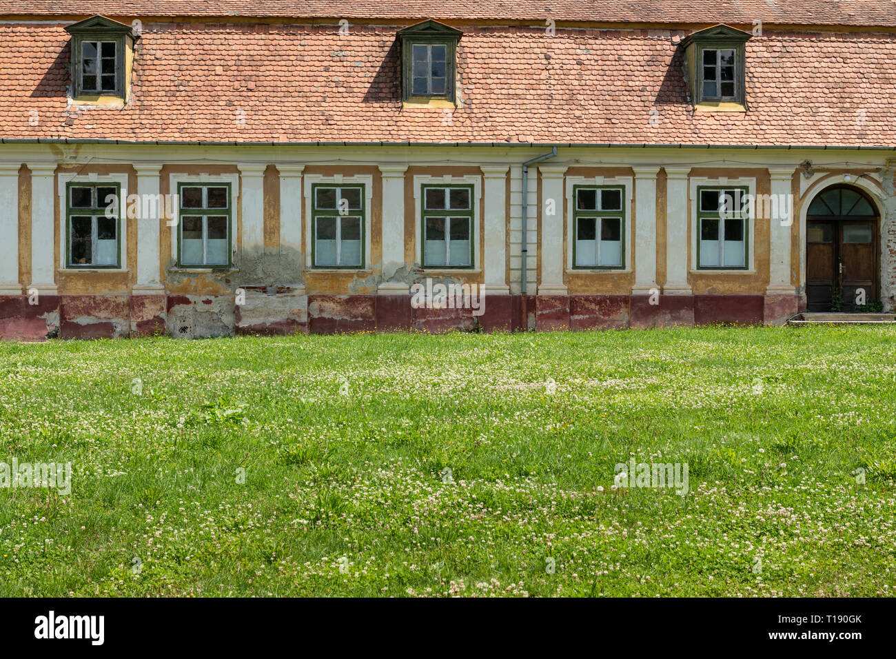 Detail from the outdoor garden of the old Palace Brukenthal Avrig in ...