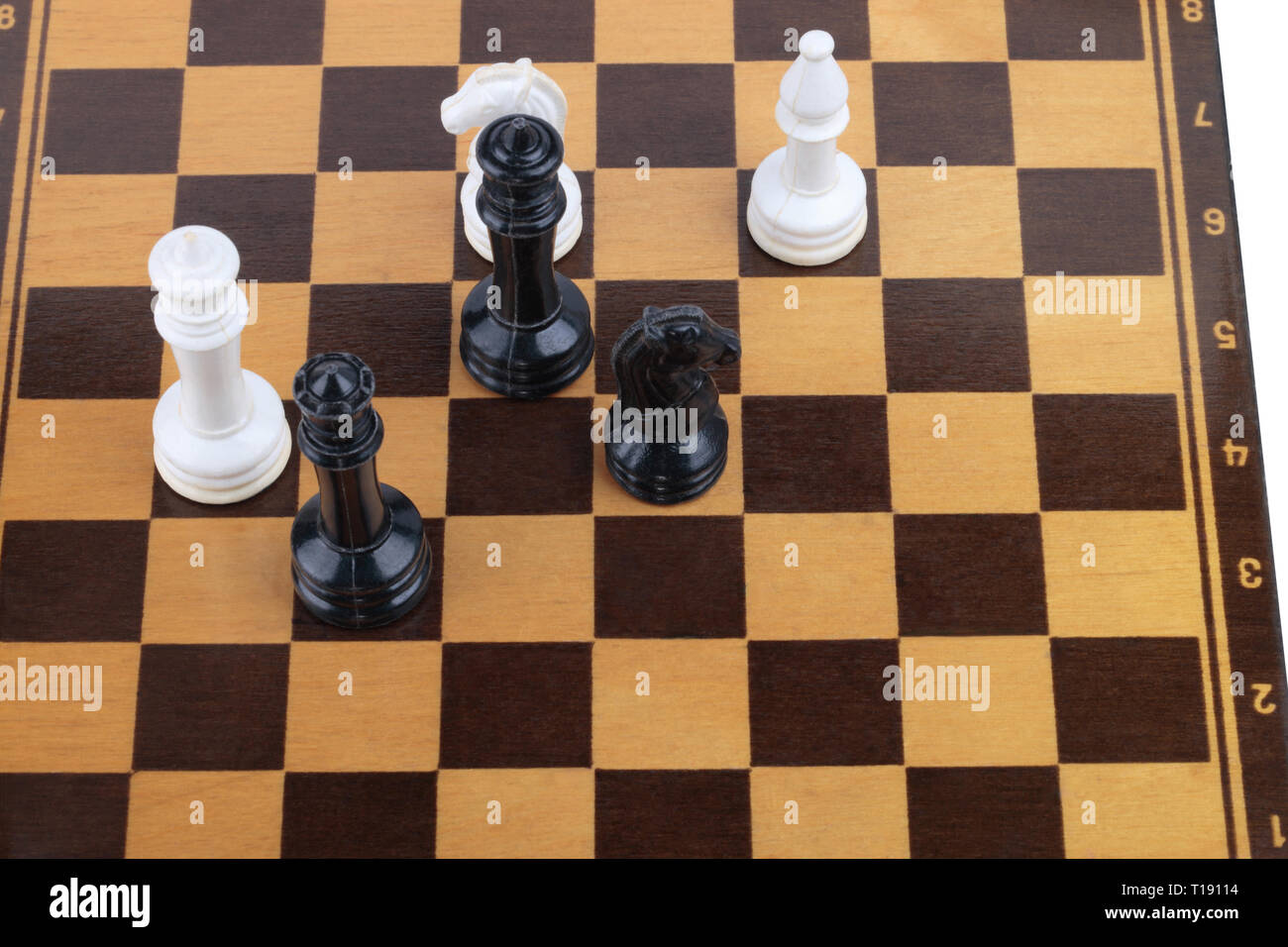 wooden checkerboard with figures Stock Photo - Alamy