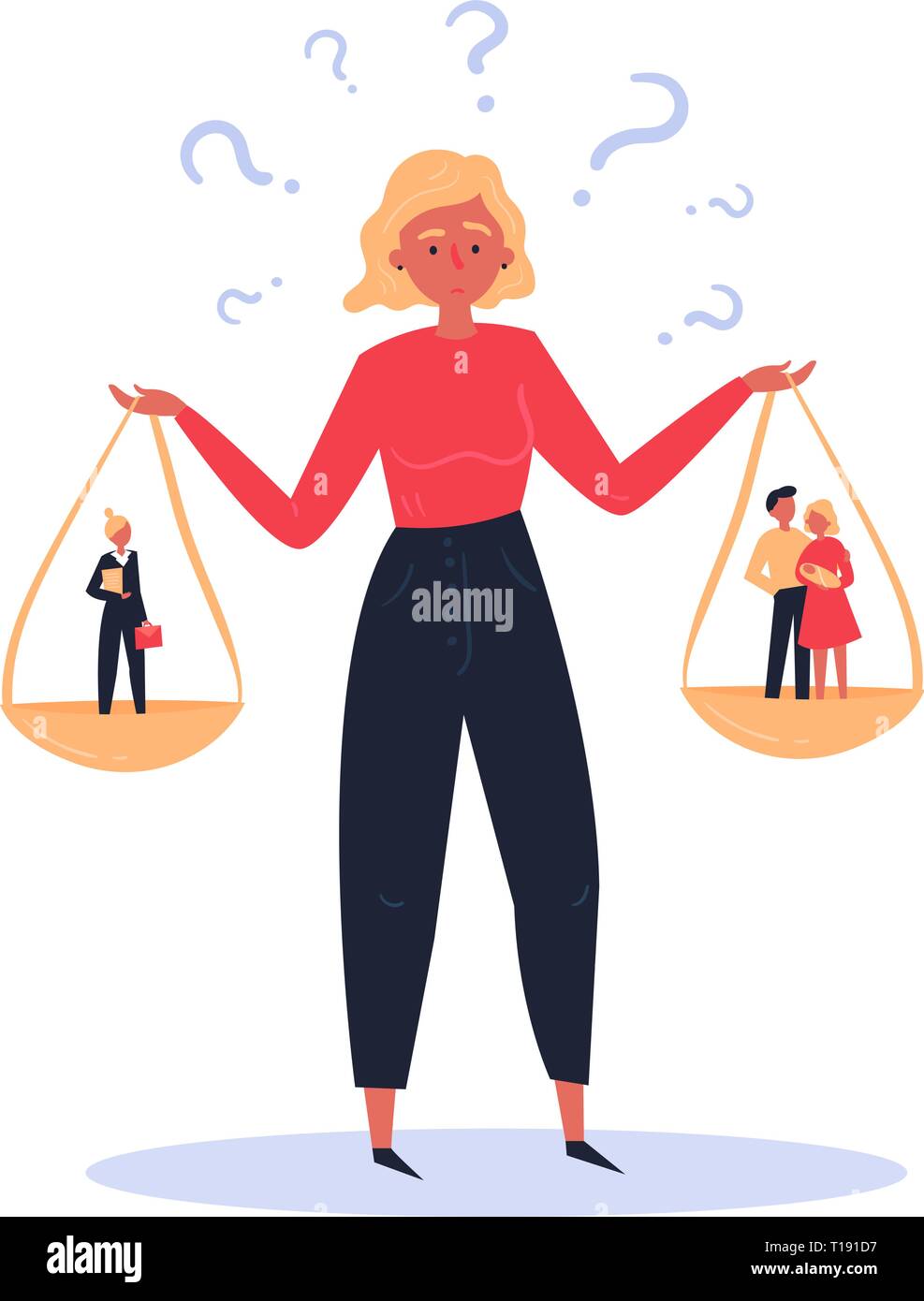 Woman with scales, concept of career family choice Stock Vector Image ...