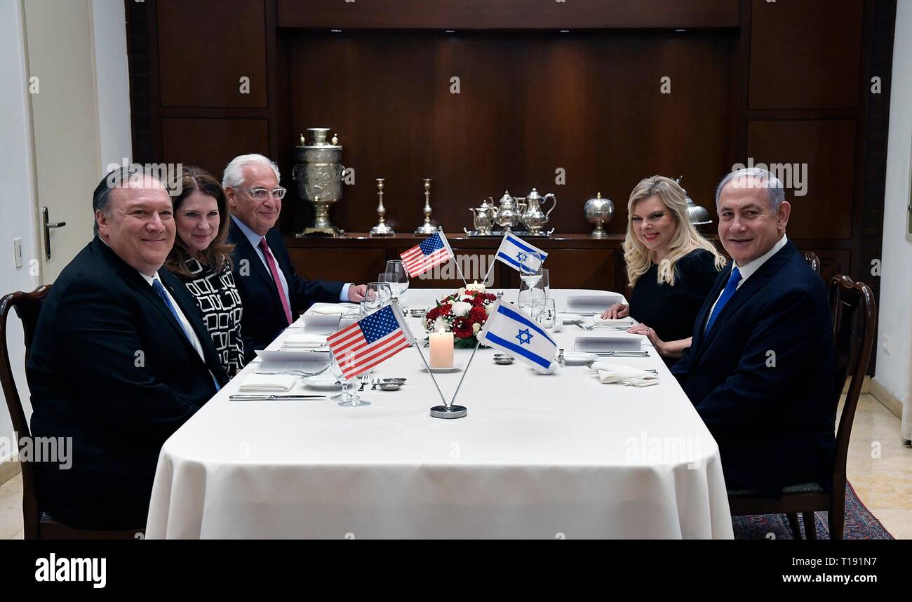 U.S. Secretary of State Mike Pompeo during dinner with Israeli Prime ...