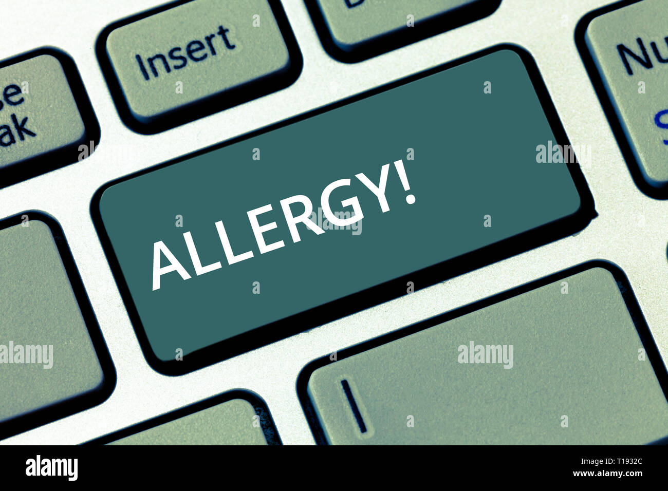 Conceptual hand writing showing Allergy. Concept meaning damages in ...